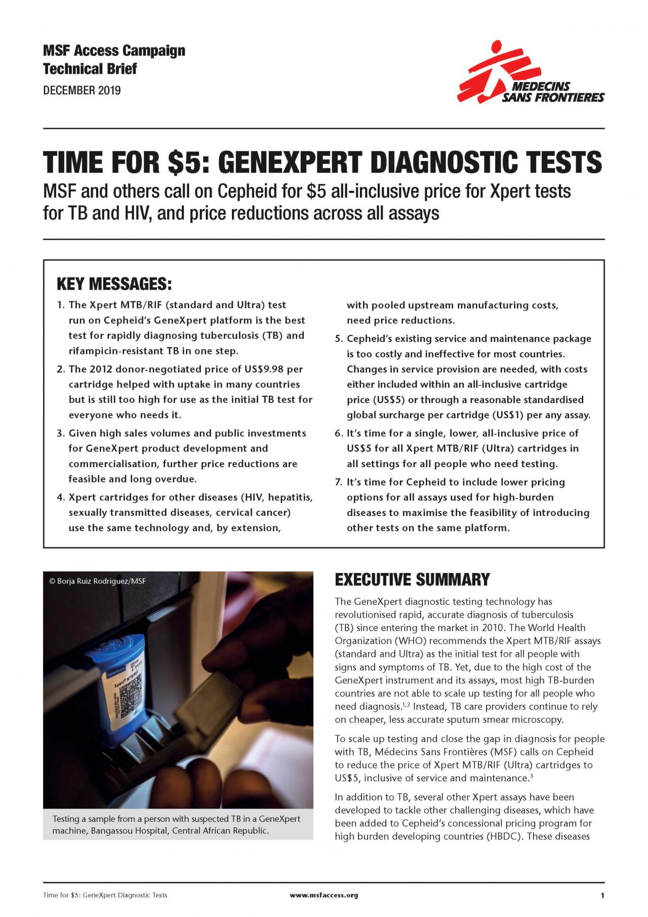 Time for $5: GeneXpert diagnostic tests | MSF Access
