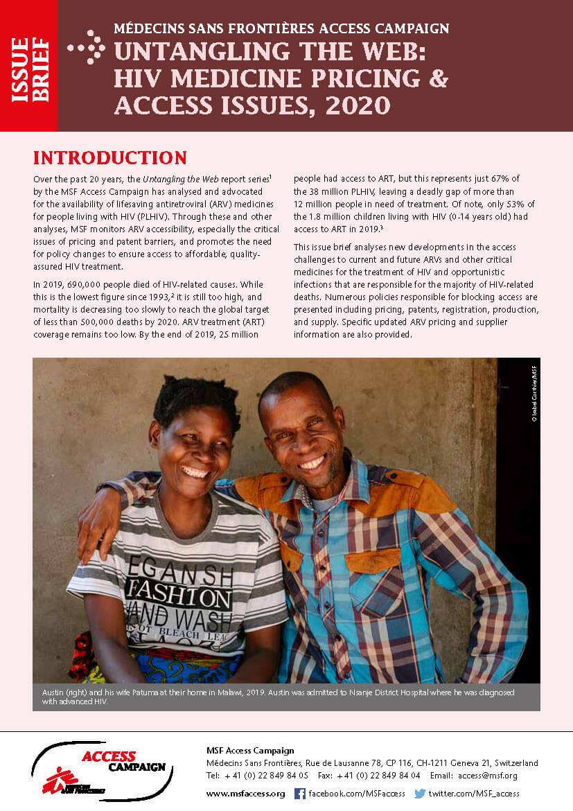 Untangling the Web: HIV Medicine Pricing & Access Issues, 2020 | MSF Access